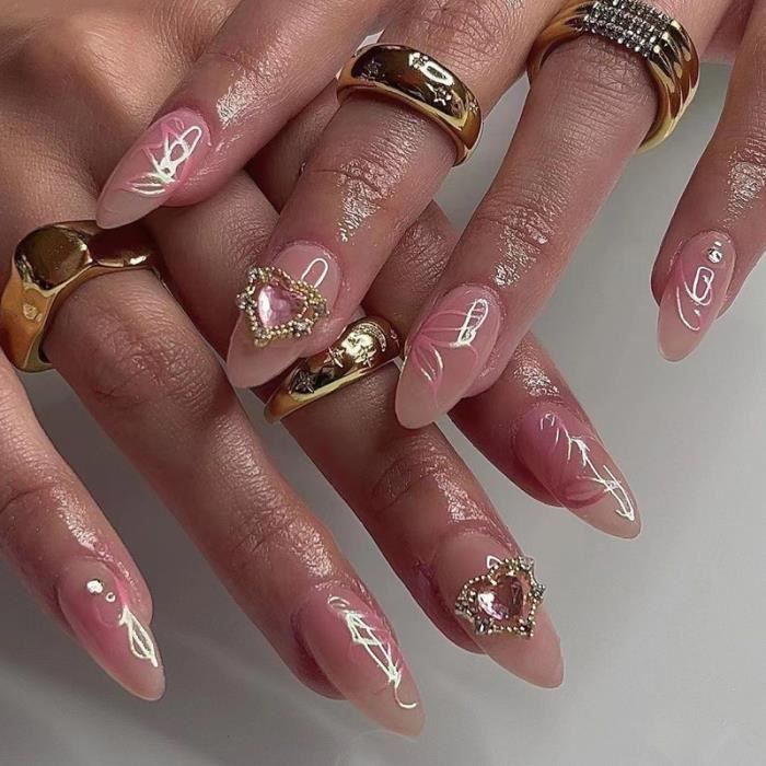 Faux ongles - Non spécifié - Ballerine - Rose - Tête ronde - 24 pièces ...