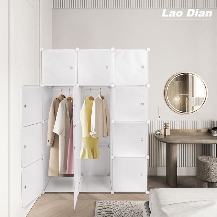 Lao Dian 12 Cubes penderie Armoire Rangement en PP avec 2 crochets ...