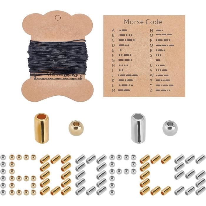 1230Pcs Morse Code Bracelet Making Kit Kraft Paper Display Cards Column ...