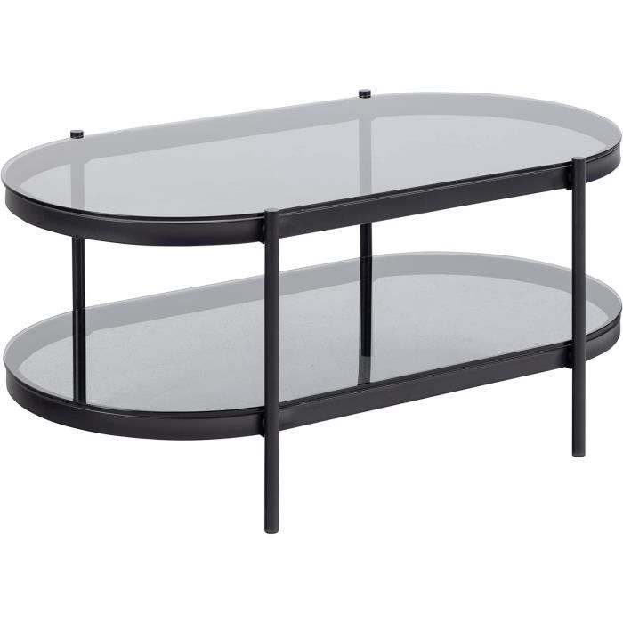 Bertha Table Basse, Verre, Gris, H: 42 x B: 95 x T: 50 cm.[Z281 ...