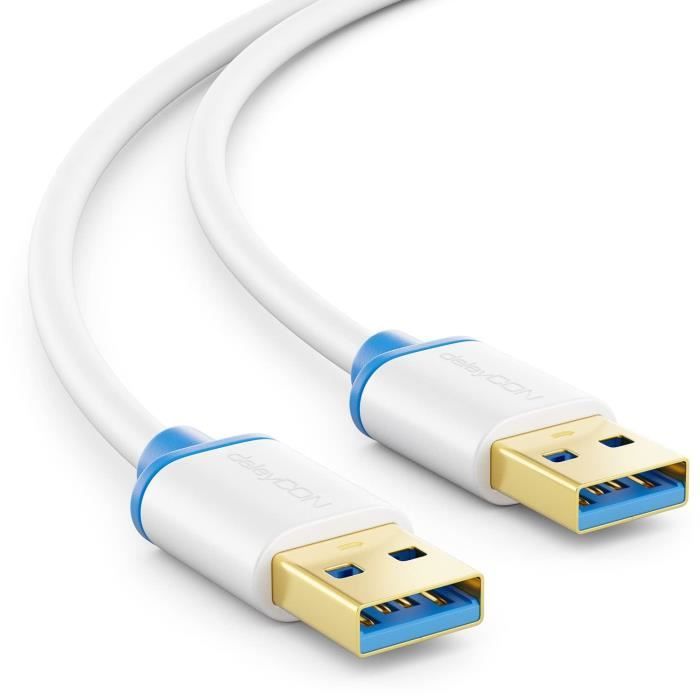 1,5m USB 3.0 Super Speed Câble de Données - USB A (Mâle) vers USB A (Mâle) Taux de Transfert ...