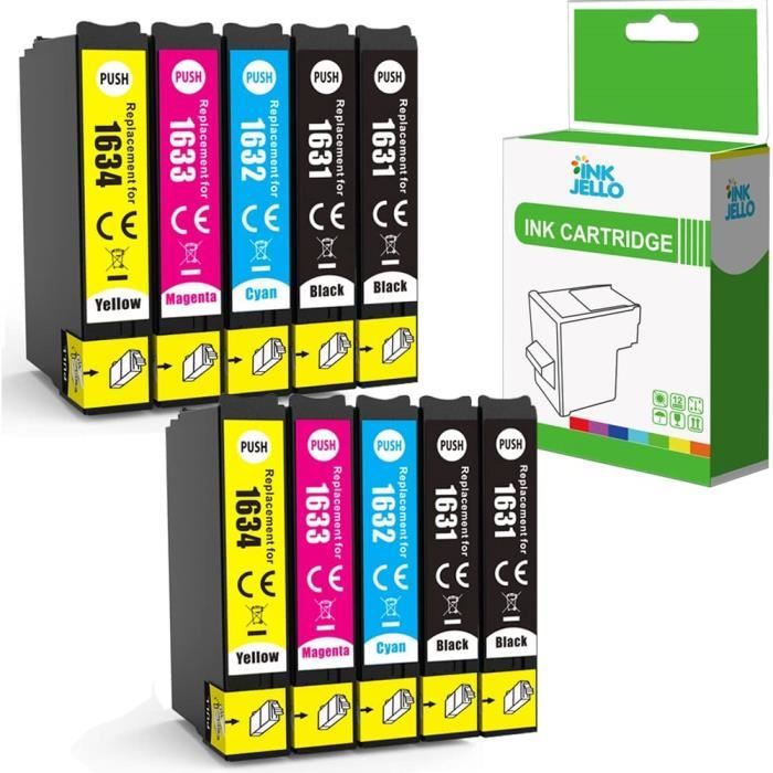 Ink-Jello Lot De 10 Cartouches D'Encre Pour Imprimante Epson Workforce ...