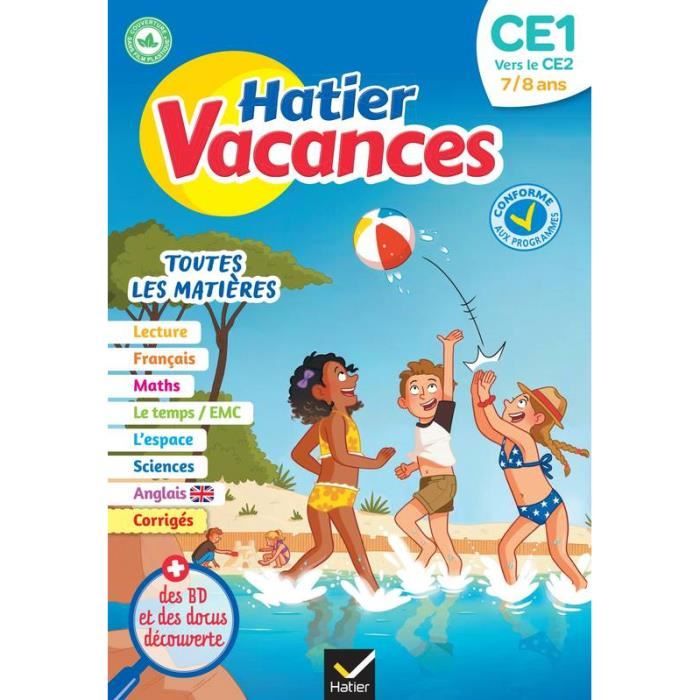 Cahier de vacances 2023 du CE1 vers le CE2 7-8 ans - Cdiscount Librairie