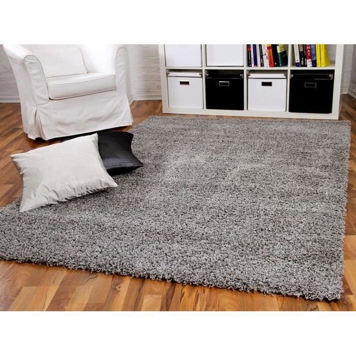 Pergamon - Aloha - Tapis Shaggy poils longs - Gris - 60x110 cm - Cdiscount Maison
