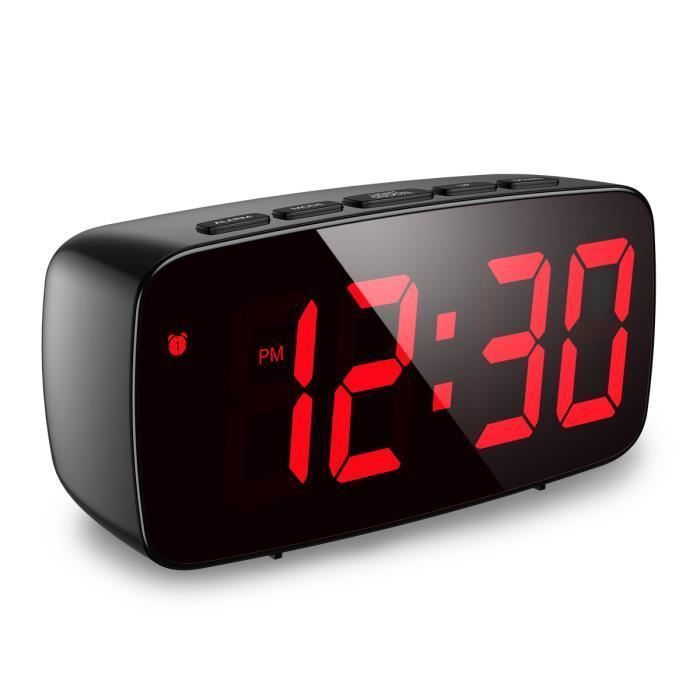 Réveil Numérique, Réveil LED, Petite Horloge avec Snooze, Luminosité ...