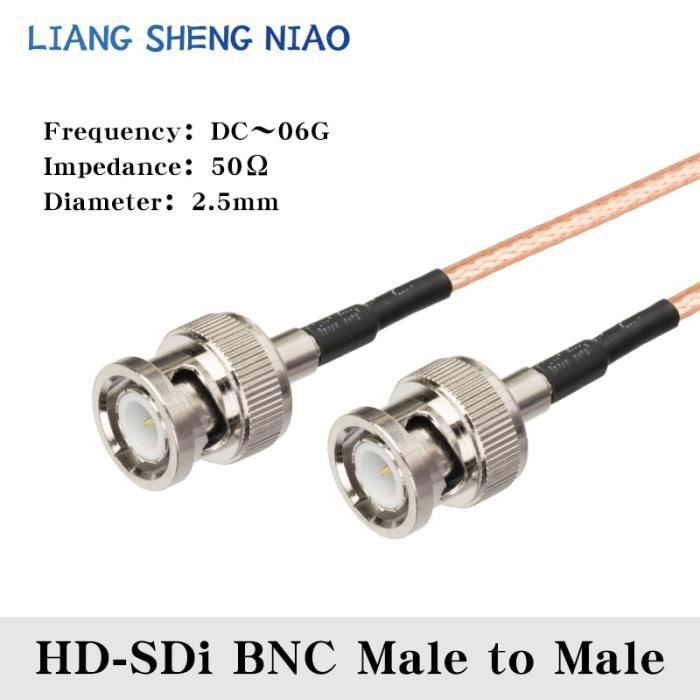 Câble coaxial - RNCYN - RG179 - 3G-SDi - 15m - BNC mâle vers BNC mâle ...