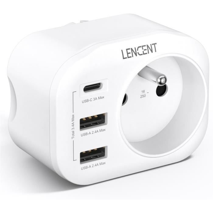 Prise Usb Secteur, Chargeur Multiprise 4 En 1 Prise Avec 1 Sortie Ac, 2 ...