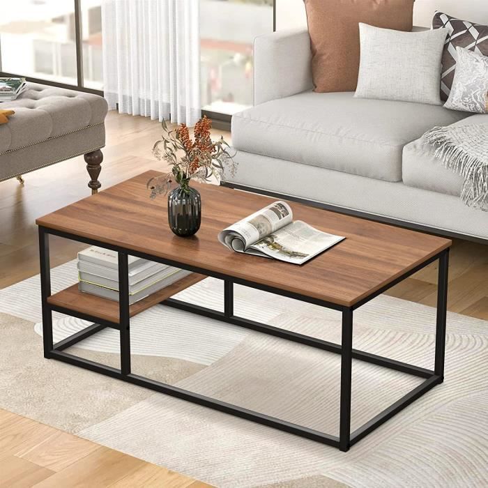 Table Basse Vintage - SSS - Rectangulaire - Marron - Aspect bois ...
