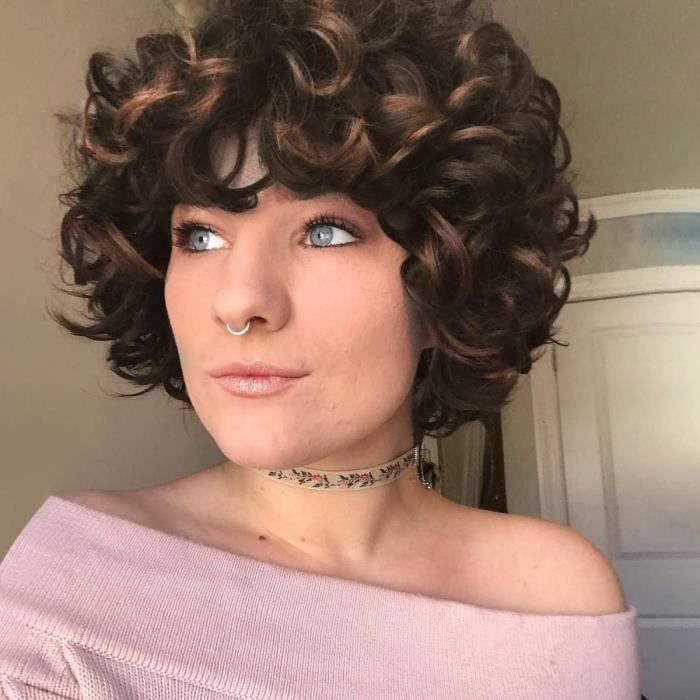 Perruque Femme Naturelle Synthétique Perruque Afro Femme Bouclées Avec ...