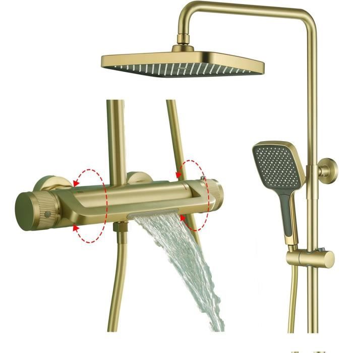 Colonne De Douche Thermostatique Dorée Ensemble Douche Mural Système De ...