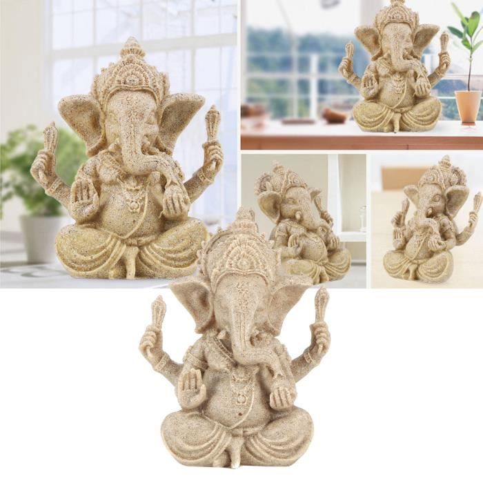 Statue de Ganesha - VVIKIZY - Résine de grès - 11,5x10 cm - Décoration ...