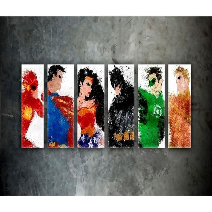 Poster Affiche Super Heros Brush Flash Superman Wonderwoman Batman ...