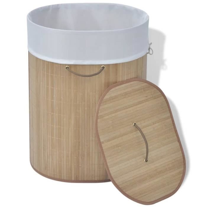 Panier à linge - MOTHINESSTO - LY0776 - Bambou naturel - Ovale - 45 x ...