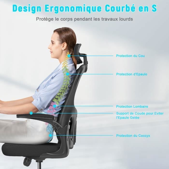 Chaise de Bureau - Rattantree Ergonomique Siègee - avec 2D Accoudoirs ...