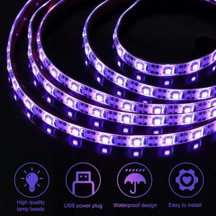 Bande De Lumière Uv Avec Interrupteur Usb,Bande Lumineuse Led Noire,Dc5 ...