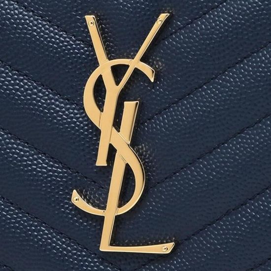 SAINT LAURENT YSL Gold Label Logo Zipper Wallet - Cdiscount Bagagerie ...