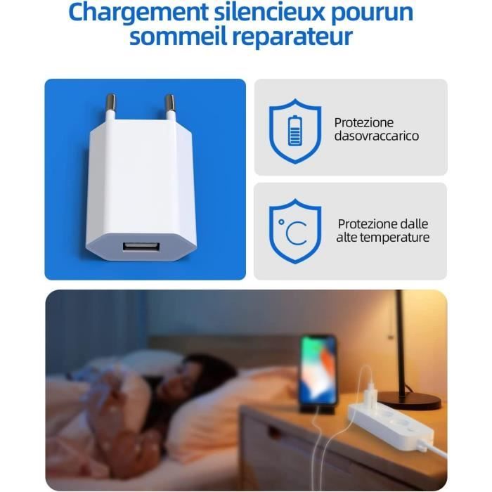 Prise USB Secteur, (2 Pack) Embout Chargeur pour iphone, Samsung Xiaomi ...