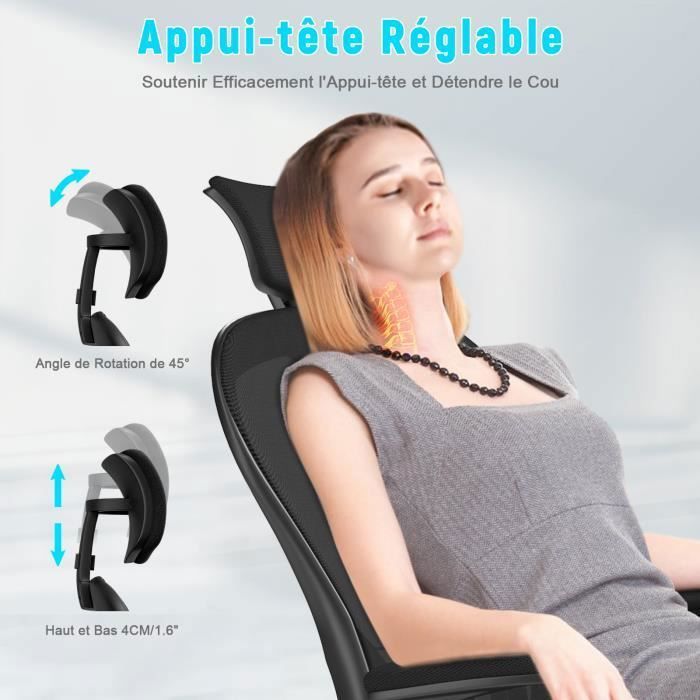 Chaise de Bureau - Rattantree Ergonomique Siègee - avec 2D Accoudoirs ...