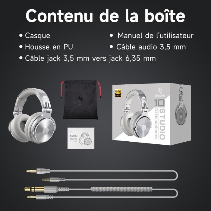 Casque Audio Filaire Dj Piano Guitare Avec Micro, Hi-Res Audio Extra Basse Son, Léger Confort ...