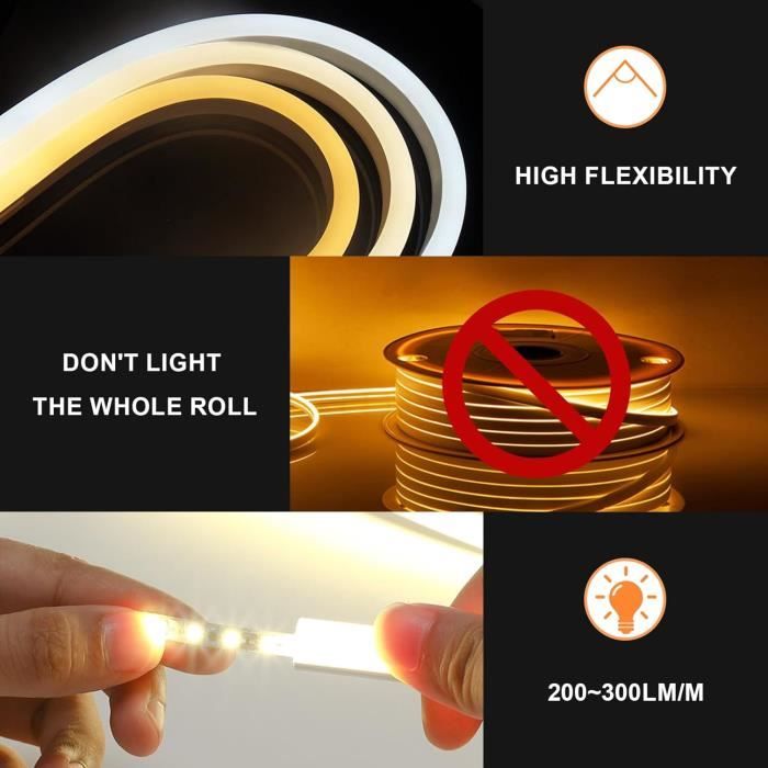 50M Ruban Led Néon Blanc Naturel, Led Bande Lumineuse,220V Flexible ...