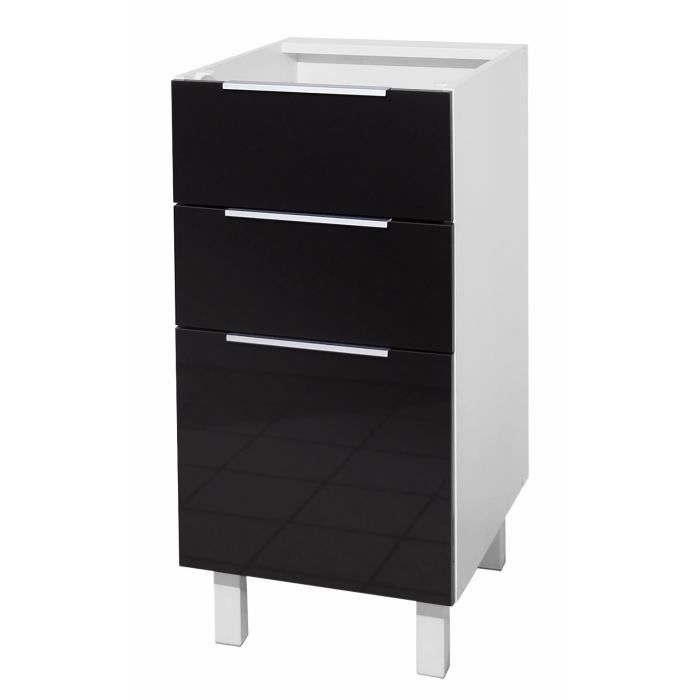Caisson bas de cuisine POP - Noir Haute Brillance - 40x52x82 cm - 3 ...