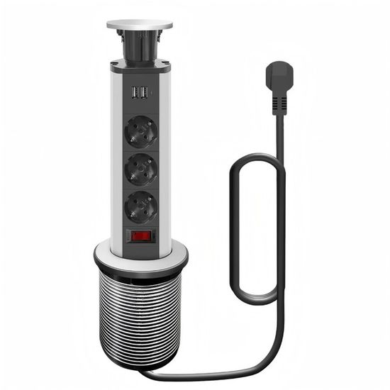 Multiprise rétractable, 3 prises, 1 USB A, 1 USB C, multiprise ...