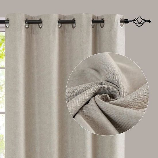 Lot de 2 rideaux opaques avec illets, Rideau thermique texturé, Couleur ...