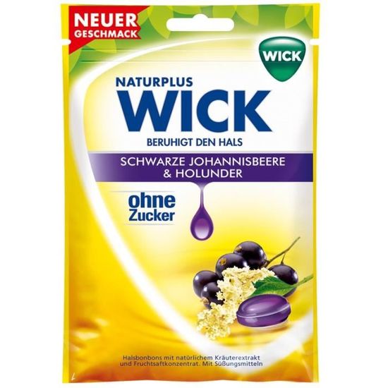 Wick, bonbons, cassis, sans sucre, 20 sacs, 72g - Cdiscount Au quotidien