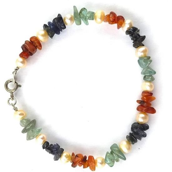 Bracelet Avec Pierres Véritables Baroques Polies En Cornaline,Iolite ...