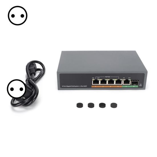 Commutateur POE 5 Ports Gigabit TBEST avec interface fibre optique SFP IEEE802.3af/at 65W ...
