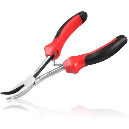 Pince à bec long courbé TRAHOO - 16,5 cm - Rouge - Aci - Pour travaux ...