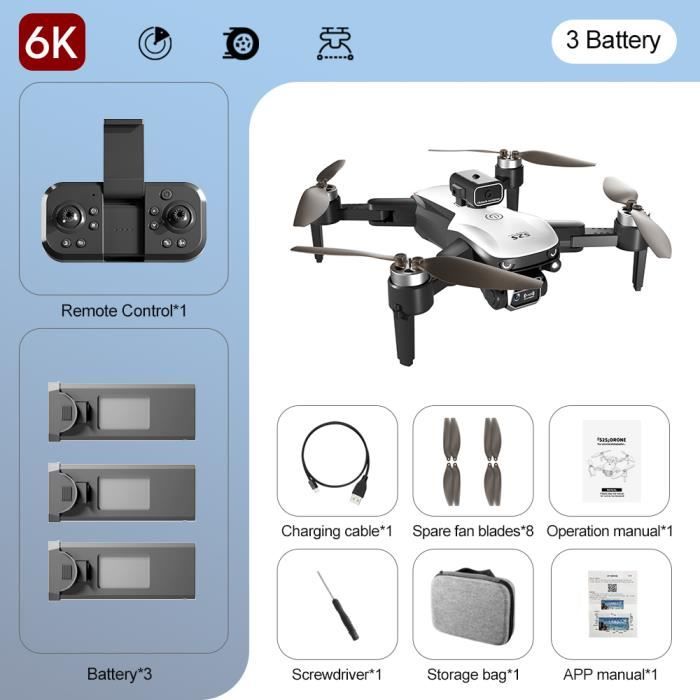 Noir-6k-3B-Drone aérien professionnel pliant sans balais S2S, avion ...