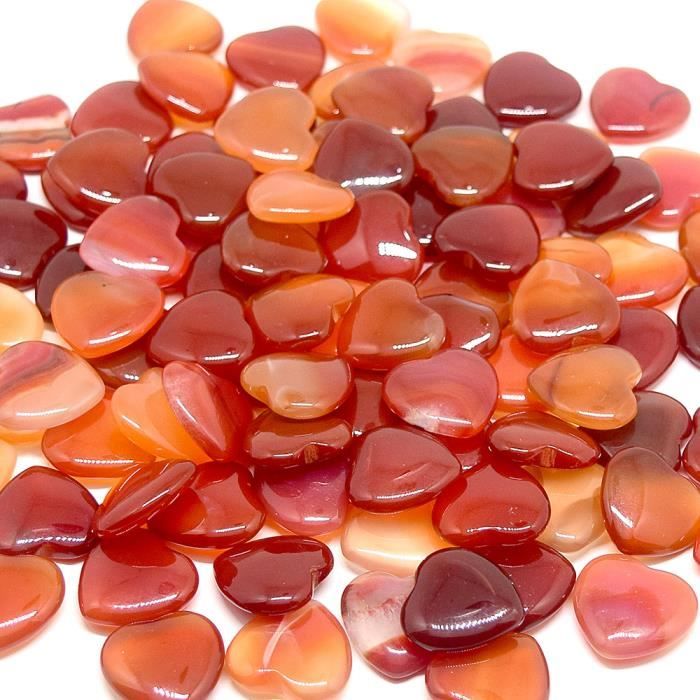 Agate rouge-Mini pierre de guérison en Jade naturel, 1 pièce, cœur ...