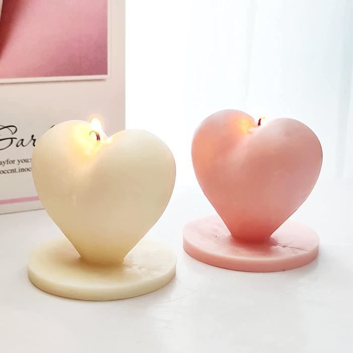 Moule à bougie en forme de cœur en silicone - Moule en résine - Pour couler - Moule à bougie 3D ...