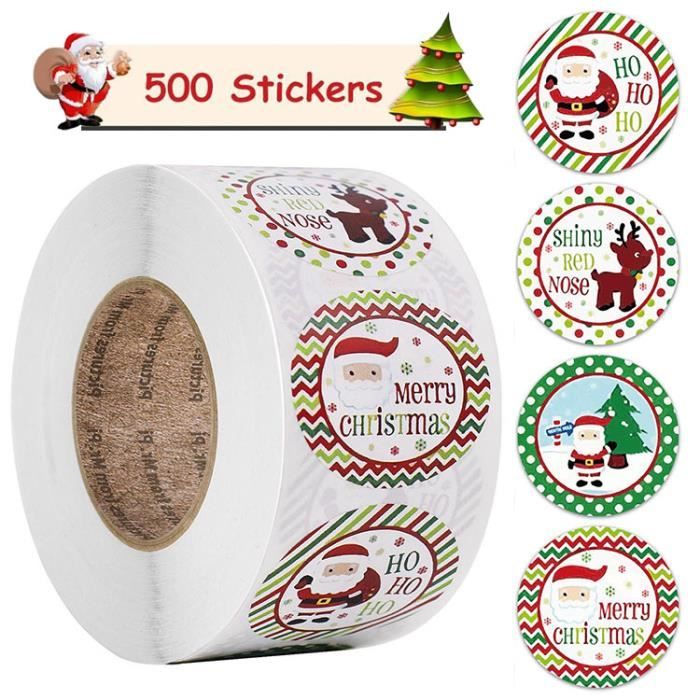 Autocollants de Noël - Wapiti - Étiquettes Joyeux Noël Ronde - 500 ...