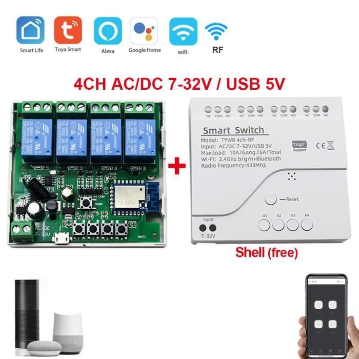 Tuya WiFi Smart Switch Ouvre-porte de garage Contrôleur 5V 12V 24V 220V ...