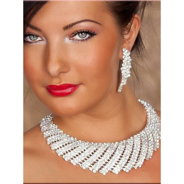 Superbe Parure Collier Ras De Cou + Boucles D'o… - Achat / Vente parure ...