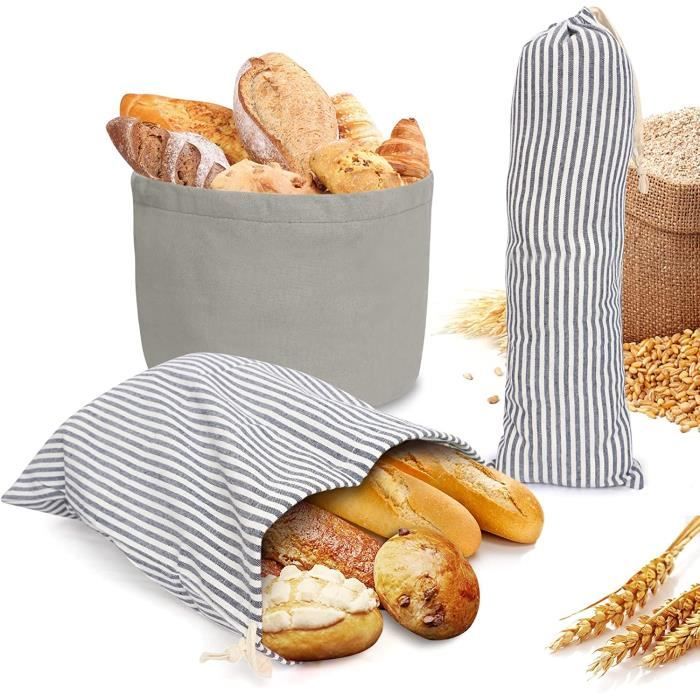 Panier à pain en tissu avec sac à pain en lin pour une fraîcheur longue ...