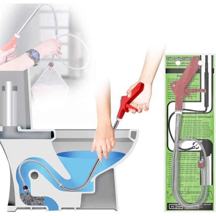 Furet Déboucheur Canalisation WC 1.8m Déboucheur toilette à manivelle ...
