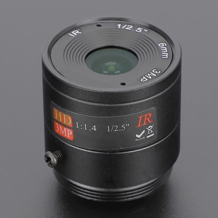Objectif HD CS 6mm 3MP, longueur focale 6MM F1.4 1/2.5 objectif de ...