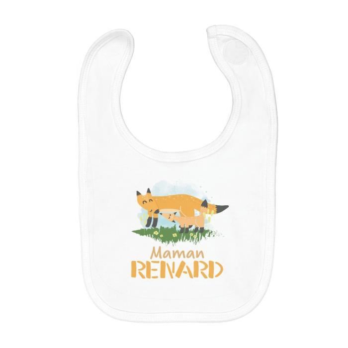 Bavoir Coton Bio Maman Renard et son Bébé Renard - FABULOUS - Mixte - Blanc - Coton biologique ...