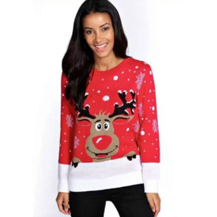 Noël pull femme de Marque luxe jacquard de wapiti col rond pullover ...