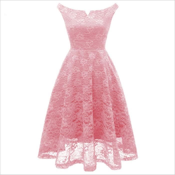 Robe femme Rétro Dos nu en dentelle Grande robe HO™ Rose - Cdiscount ...