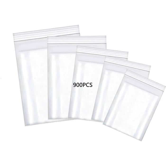 900Pièces Sachet Plastique Transparent Zip Reutilisable Sacs En ...