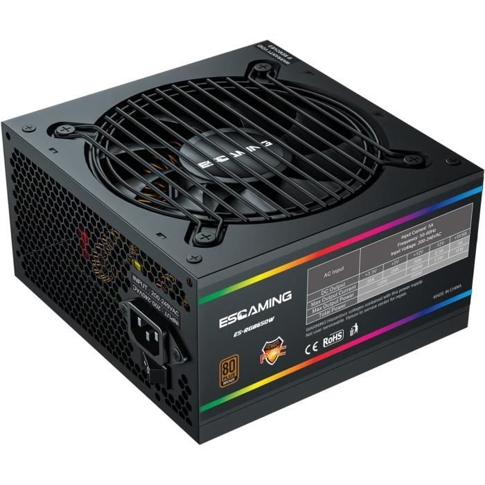 Atx Alimentation Pc 650W 80 Plus Bronze Efficacité 85% + Garantie 5 Ans ...