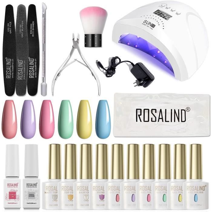 ROSALIND Kit Vernis Semi Permanent Complet UV LED Lampe 48W, 6 Couleurs ...