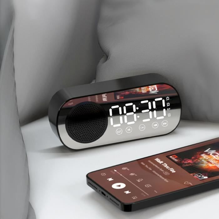 Tbest Radio-réveil Bluetooth à miroir multifonctionnel avec haut ...