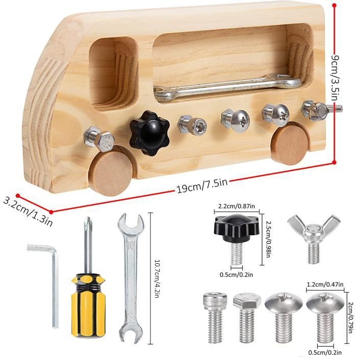 Jouet de Motricité en Bois pour Enfants, Montessori Planche à Vis en ...