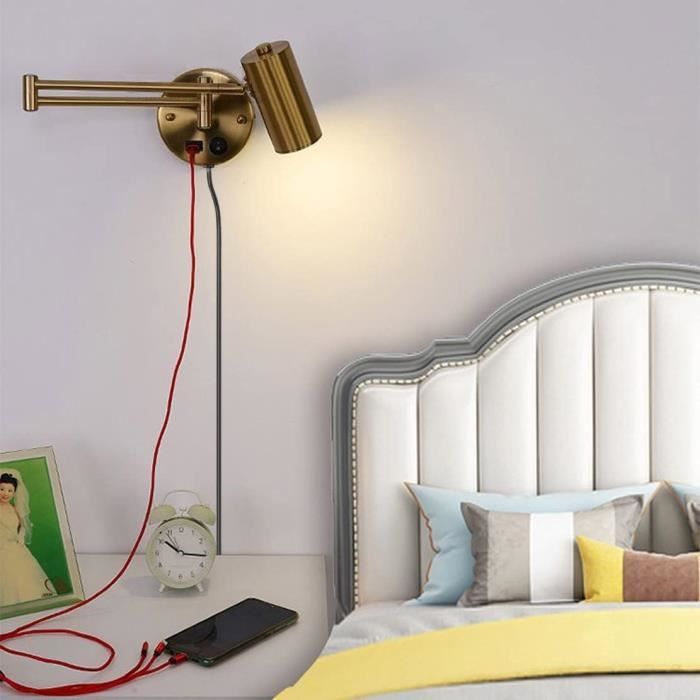 7W Led Liseuse Lampe Murale Interieur Chambre Avec Interrupteur Moderne ...