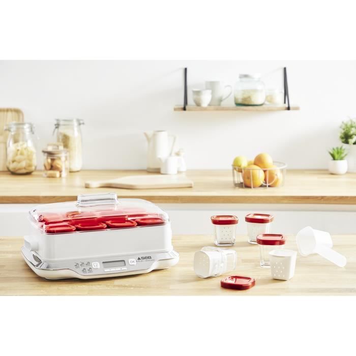 SEB YG661500 Yaourtière Multidélices Express 12 pots 140 ml, Sans BPA ...